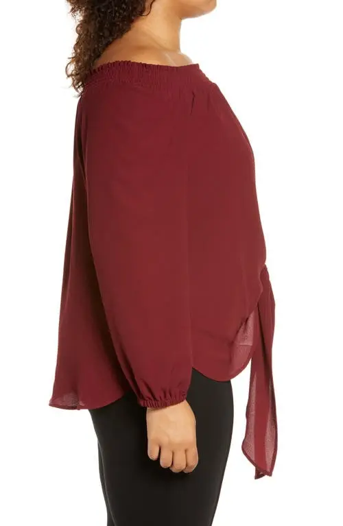 Michael Kors Tie Front Off The Shoulder Crepe Blouse