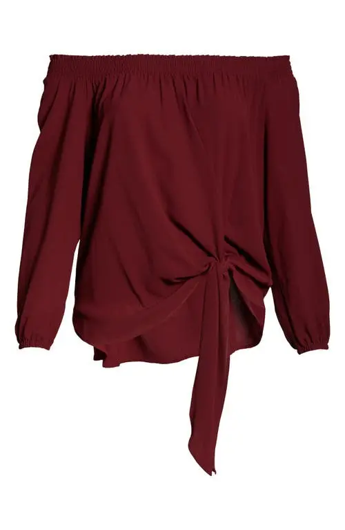 Michael Kors Tie Front Off The Shoulder Crepe Blouse