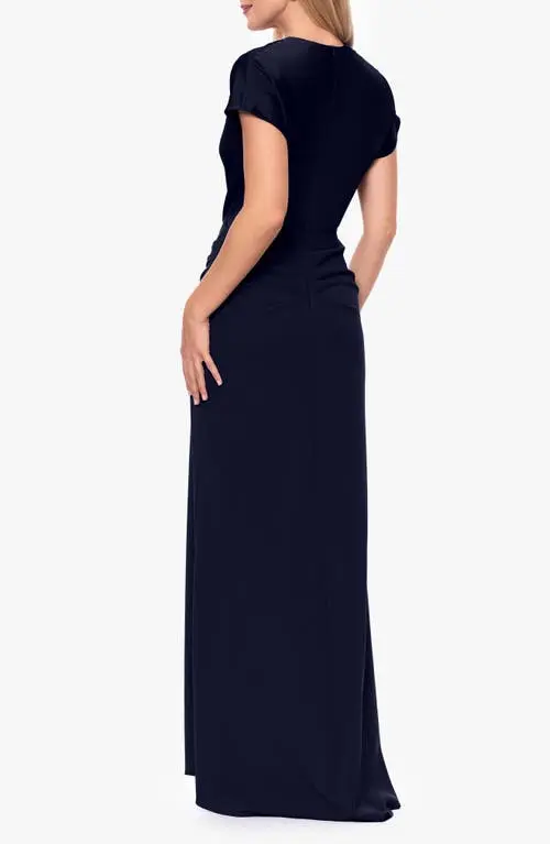 Betsy & Adam Cowl Neck Satin Gown