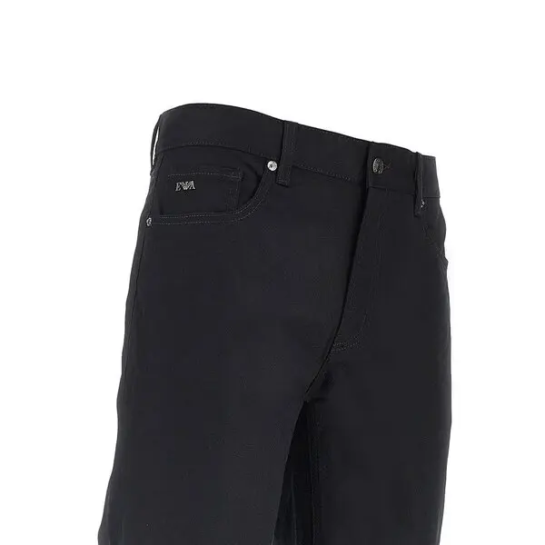 Emporio Armani J76 Stretch Cotton Gabardine Pants - Black
