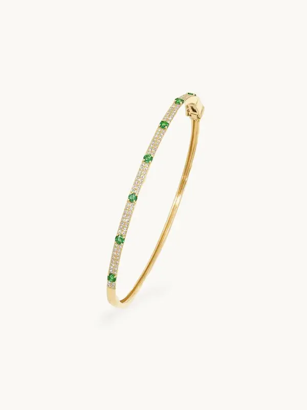 THE GOLD ALBUM Rolling Gemstones Bangle - Emerald