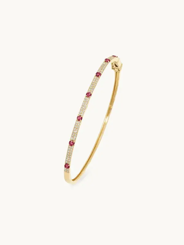 THE GOLD ALBUM Rolling Gemstones Bangle - Ruby