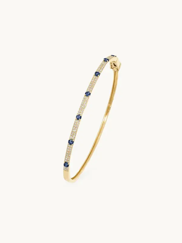 THE GOLD ALBUM Rolling Gemstones Bangle - Sapphire