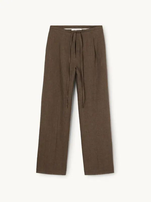 RÓHE Relaxed Drawstring Trousers - Brown Melange
