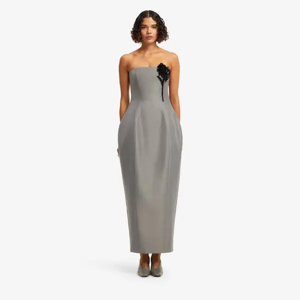 LEO LIN Jessica Cocoon Bustier Maxi Dress - Steel