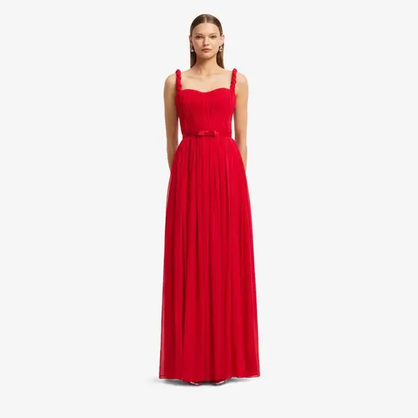 LEO LIN Angelina Ruffled Floor Length Dress - Vermilion
