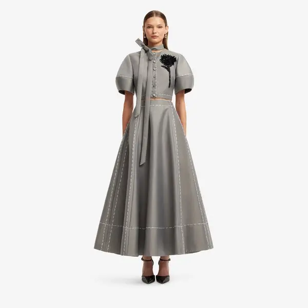 LEO LIN Molly Puff Sleeve Top - Steel