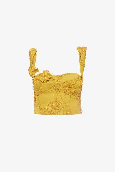 LEO LIN Lexi Embellished Sweetheart Neckline Crop Top