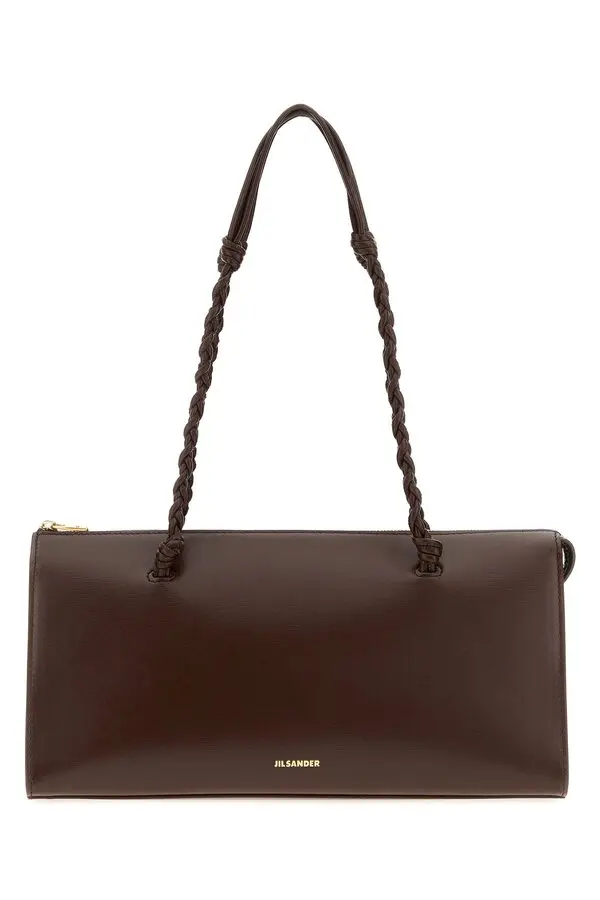 JIL SANDER Chocolate Leather Tangle Tent Shoulder Bag