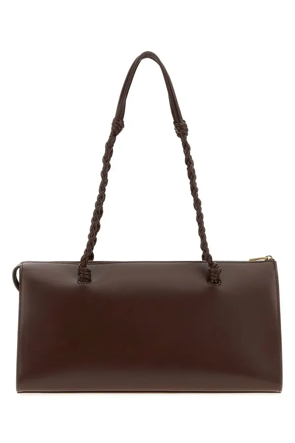 JIL SANDER Chocolate Leather Tangle Tent Shoulder Bag