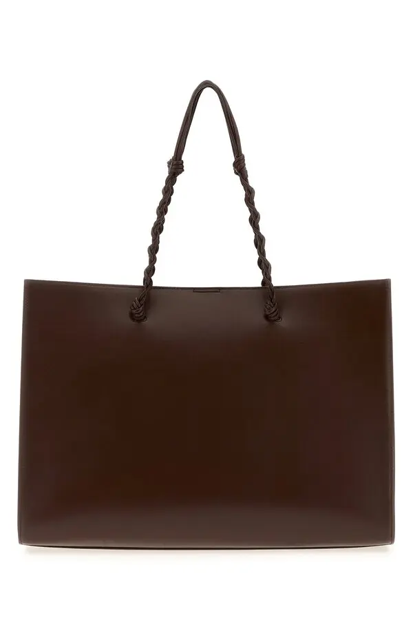 JIL SANDER Chocolate Leather Tangle Shopping Bag