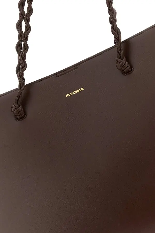 JIL SANDER Chocolate Leather Tangle Shopping Bag