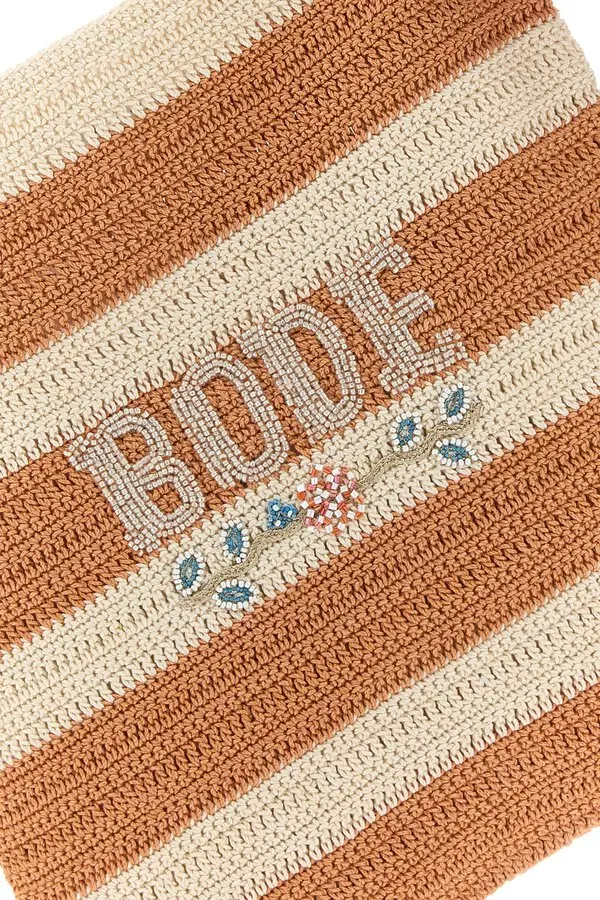 BODE Embroidered Crochet Sherbet Shopping Bag