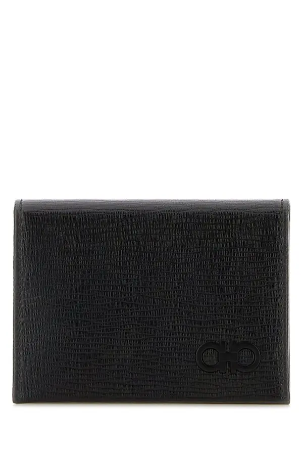 FERRAGAMO Leather Card Holder - Black
