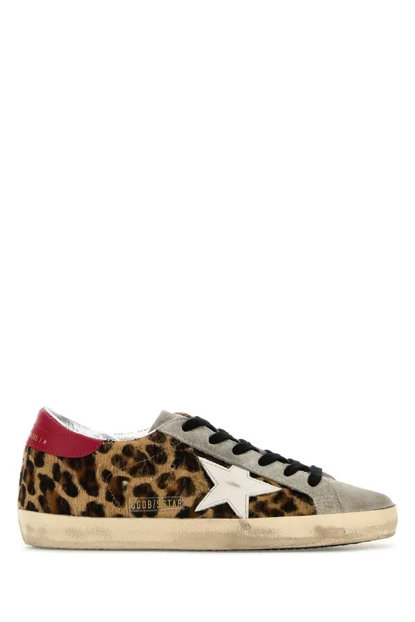 GOLDEN GOOSE Printed Calf Hair Super-star Sneakers - White