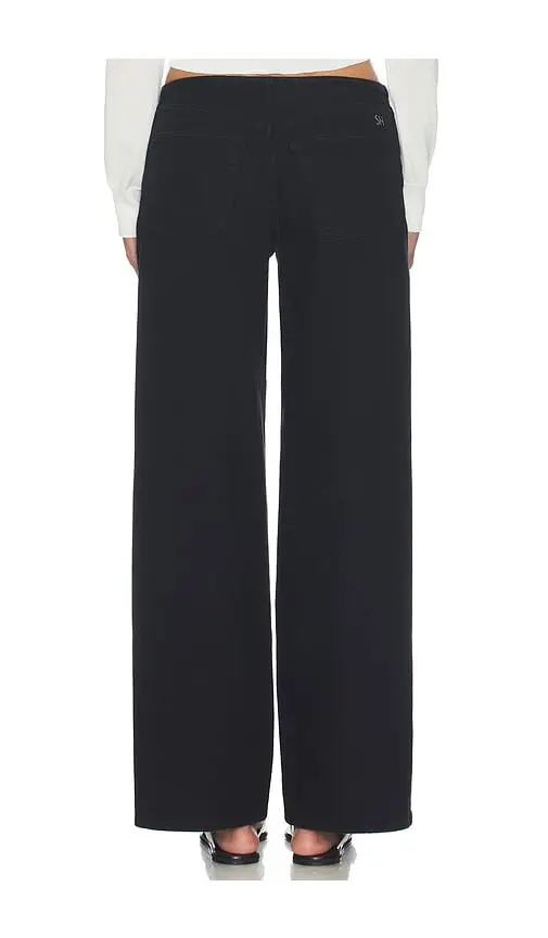 Still Here Wide Leg Corduroy Denim Jeans - Black