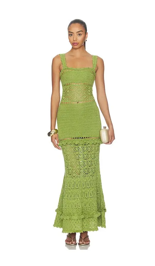 Retrofete Winona Crochet Maxi Dress - Green