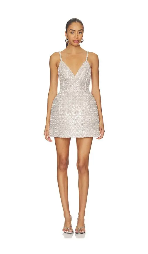 BRONX AND BRONCO Allegra Pearl Tessa Mini Dress In Metallic - Silver