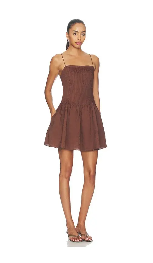 Onia Dropped Waist Pintuck Dress