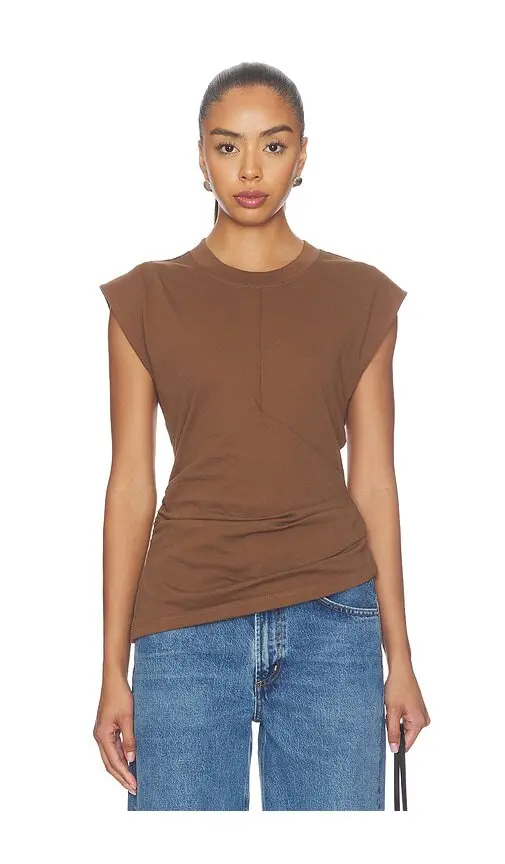 PISTOLA Nya Draped Tee In Brown