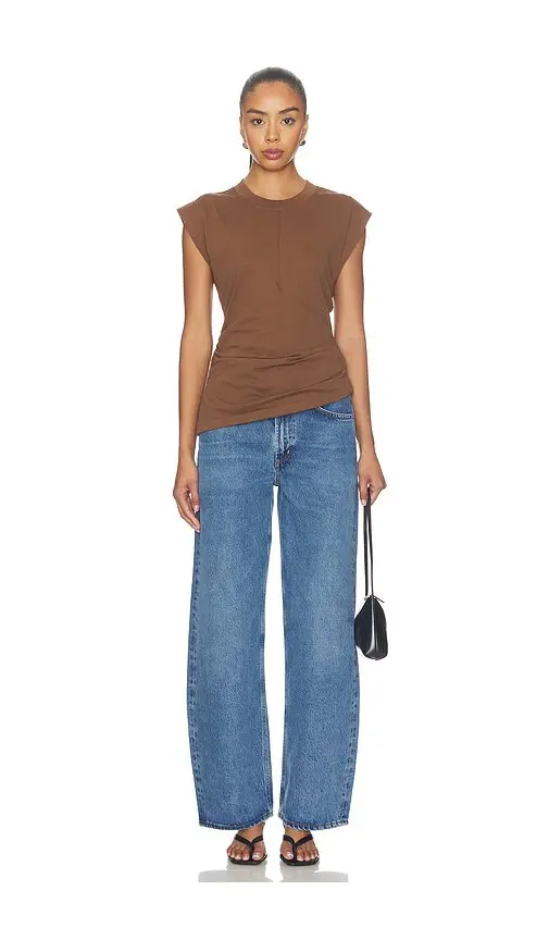 PISTOLA Nya Draped Tee In Brown