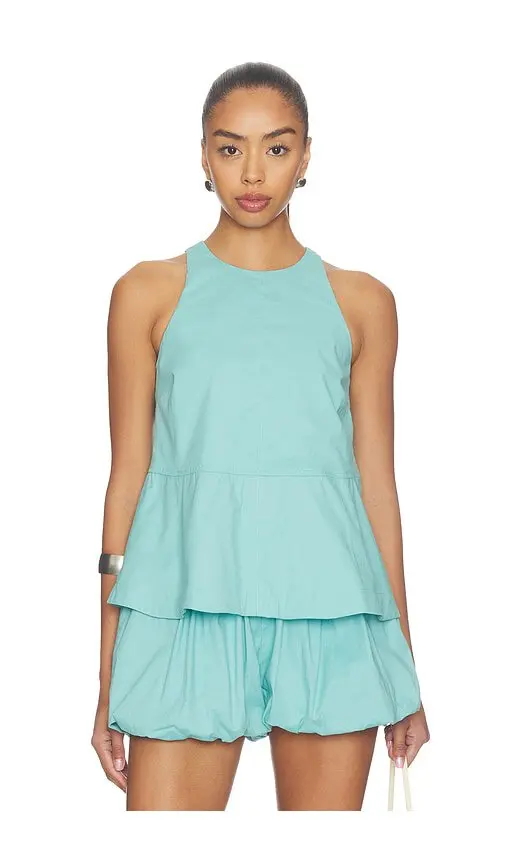 ALIGNE Carlos Poplin Peplum Top - Blue