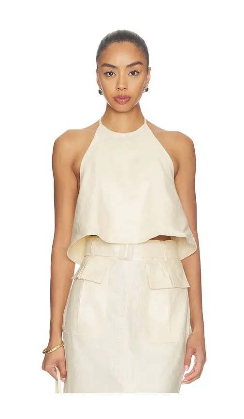 Matthew Bruch Tie Halter Top - Cream