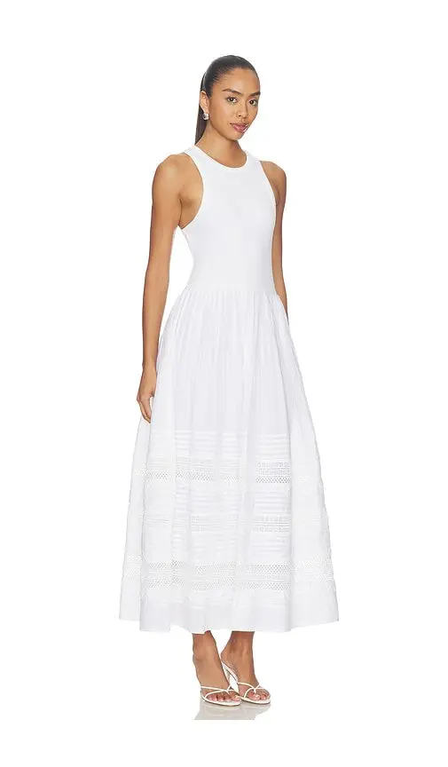 Polo Ralph Lauren Voile Crew Neck Fit & Flare Dress - White