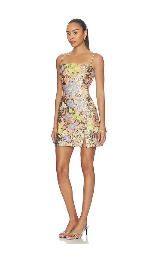 NADINE MERABI Leila Sequined Floral Mini Dress