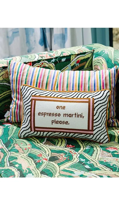 FURBISH Espresso Martini Needlepoint Pillow In Orange