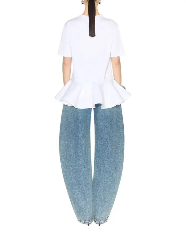 Alaïa Cotton Jersey T-shirt With Crinoline Hem - White