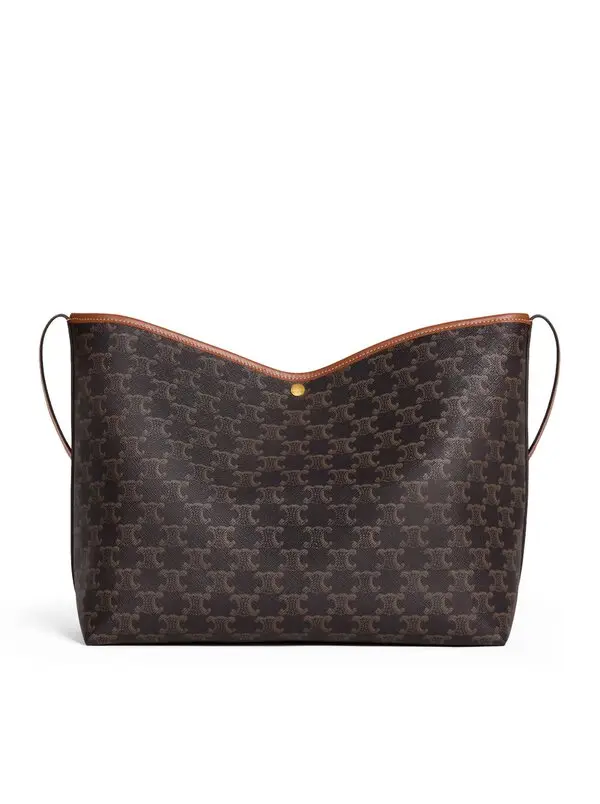 Celine Soft Shopper Bag In Triomphe Canvas And Calfskin Leather - Tan