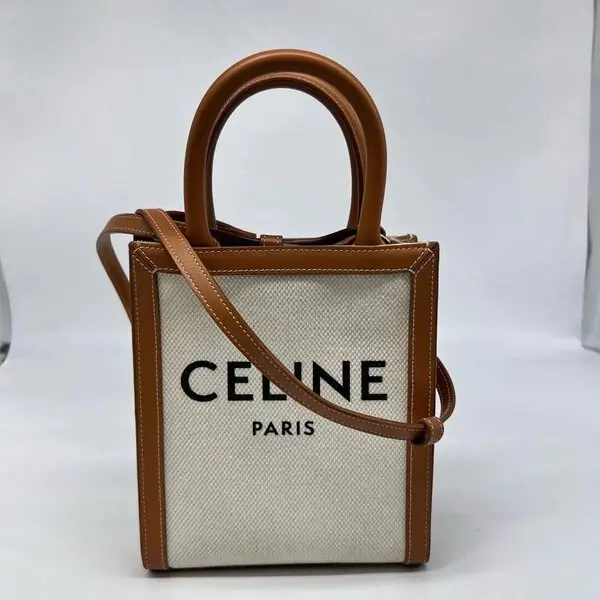 Celine Leather And Canvas Tote Bag - Multicolor