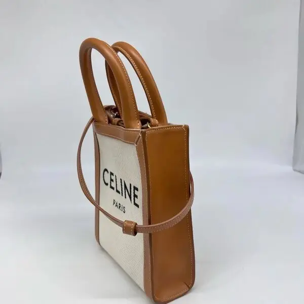 Celine Leather And Canvas Tote Bag