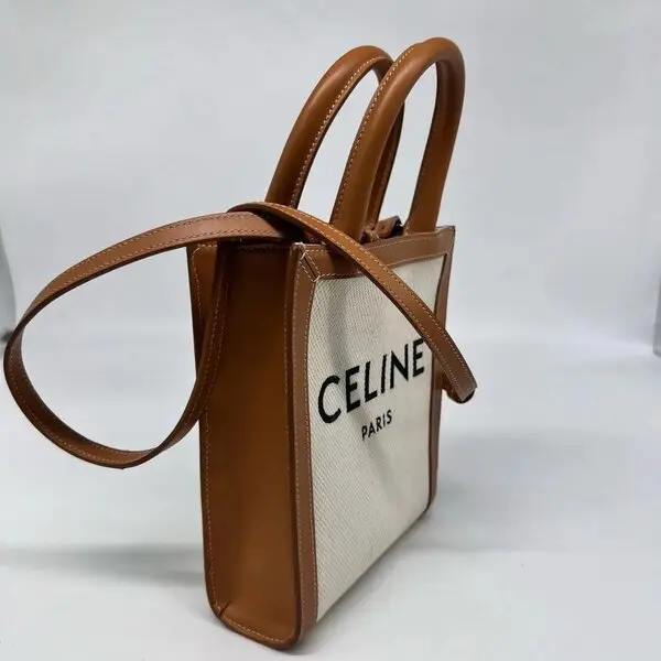 Celine Leather And Canvas Tote Bag
