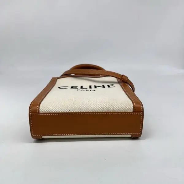 Celine Leather And Canvas Tote Bag