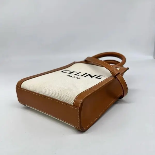 Celine Leather And Canvas Tote Bag