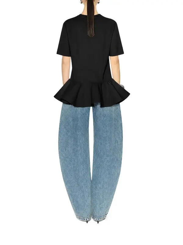 Alaïa Cotton Jersey T-shirt With Crinoline Detail - Black