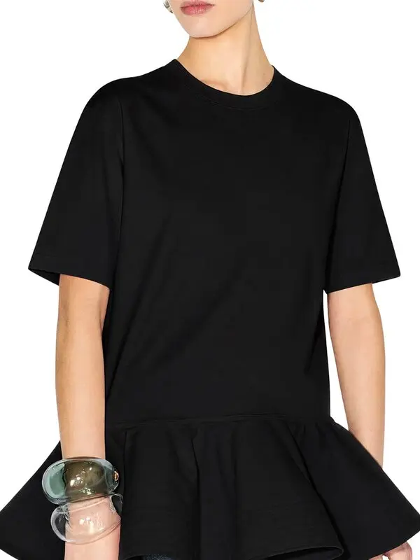 Alaïa Cotton Jersey T-shirt With Crinoline Detail - Black