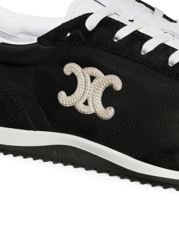 Celine Low Top Suede And Calfskin Lace-up Sneakers - Black