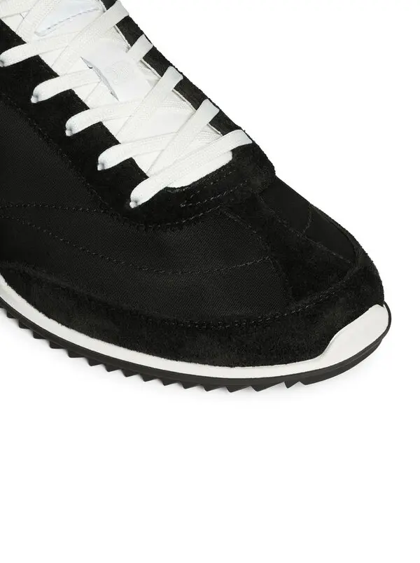 Celine Low Top Suede And Calfskin Lace-up Sneakers - Black