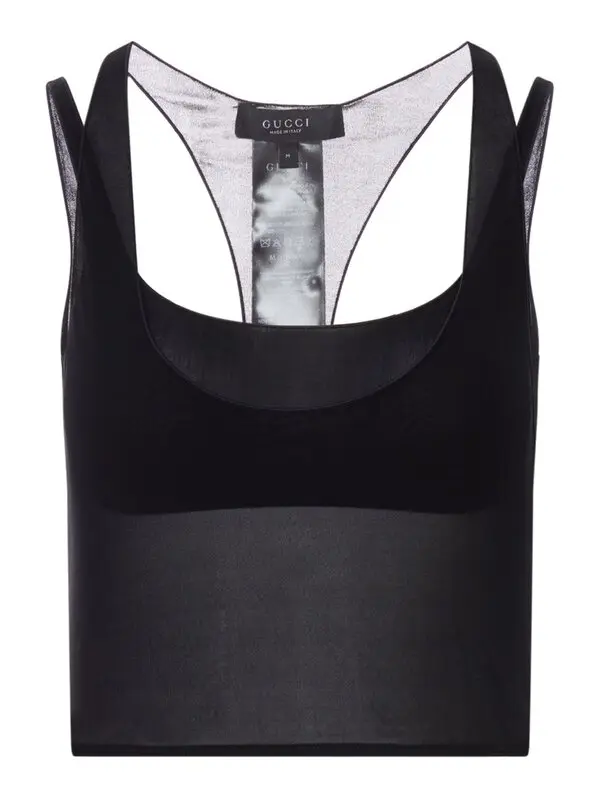Gucci Semi-transparent Top In Technical Fabric - Black