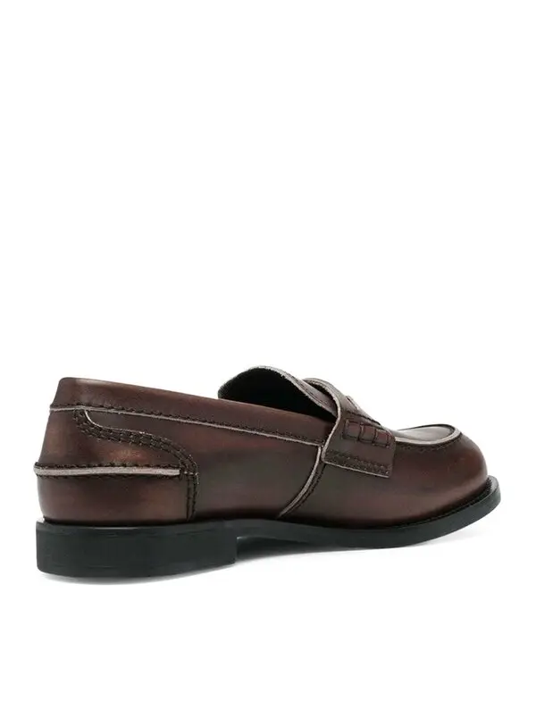 Miu Miu Vintage Effect Leather Loafers - Multicolor