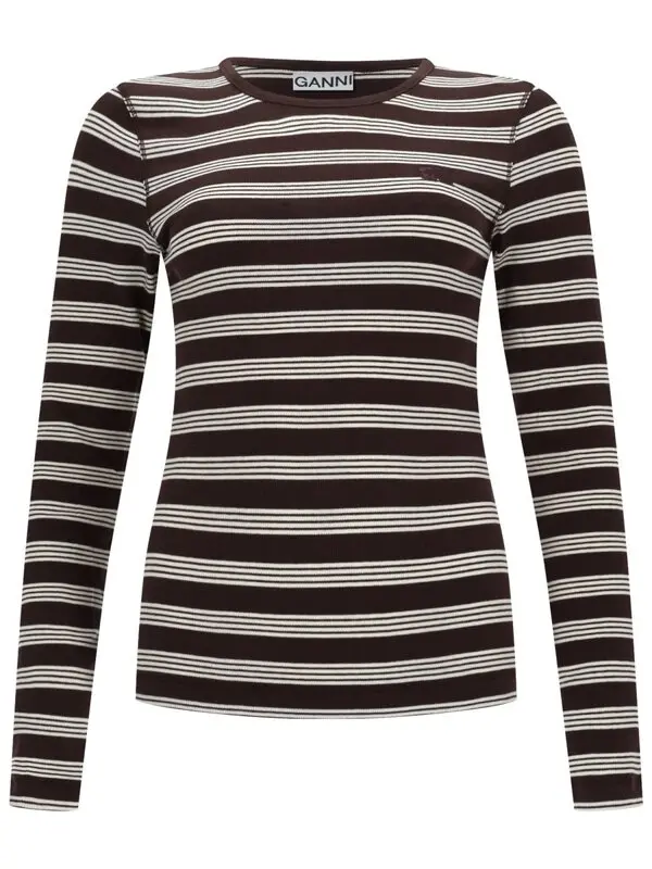 GANNI Striped Long Sleeve Top - Multicolor