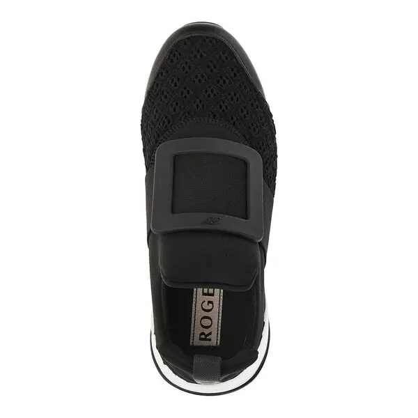 ROGER VIVIER Viv' Run Fabric And Leather Sneakers With Crystal Buckle - Black