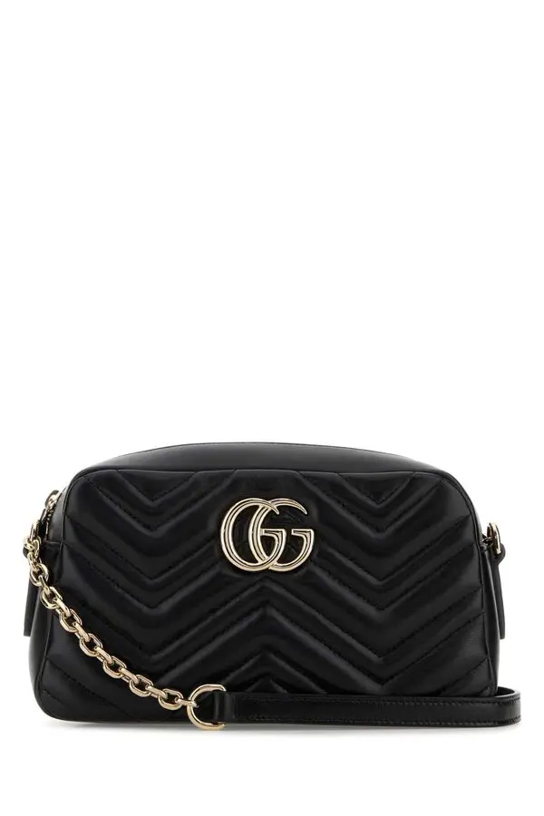 Gucci Nappa Leather Gg Marmont Crossbody Bag - Black