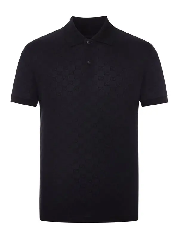 Gucci Gg Jacquard Technical Jersey Polo - Black