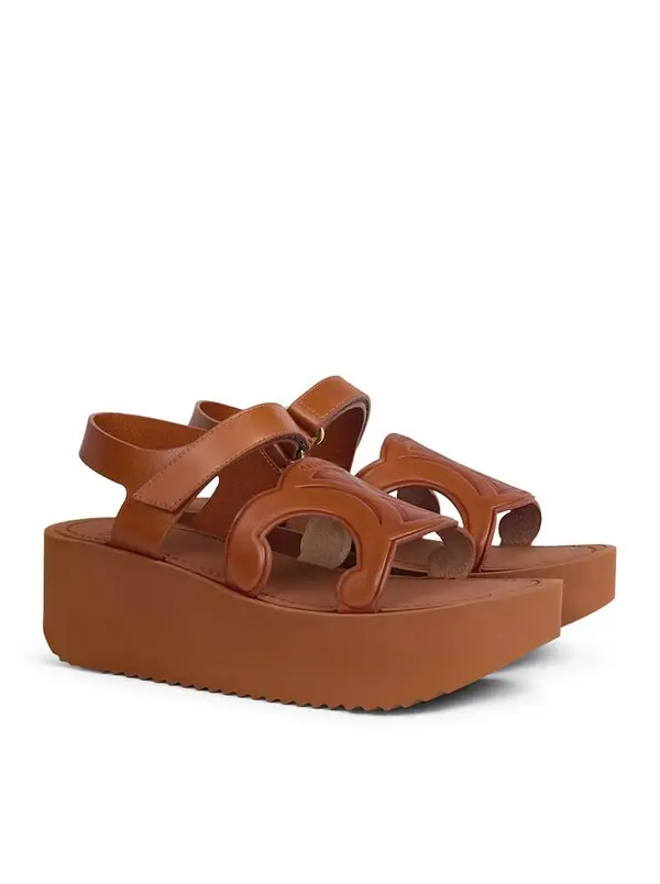 Celine Sunny Calfskin Platform Sandals With Oversized Triomphe