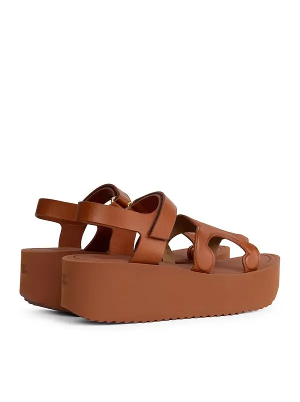 Celine Sunny Calfskin Platform Sandals With Oversized Triomphe