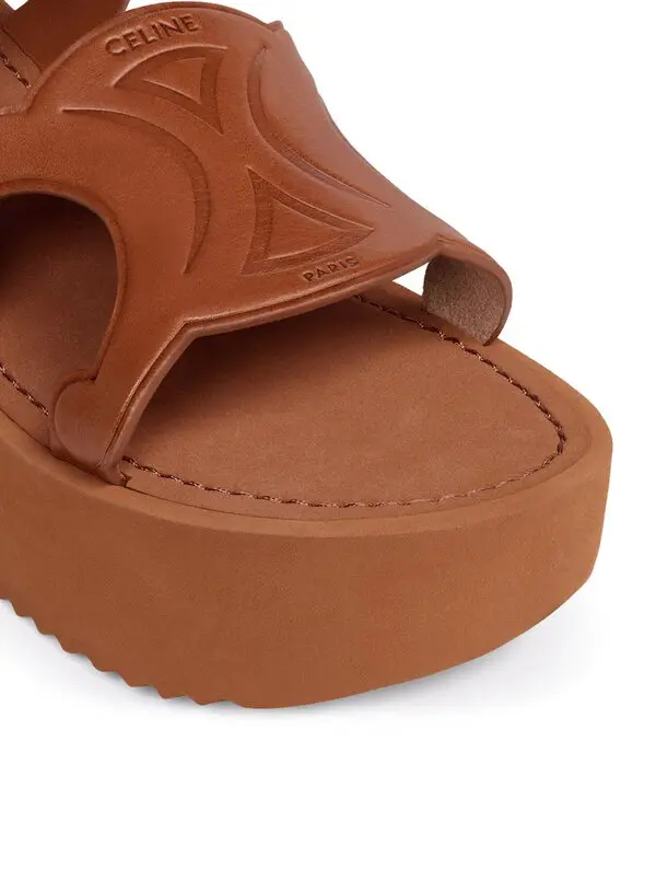 Celine Sunny Calfskin Platform Sandals With Oversized Triomphe